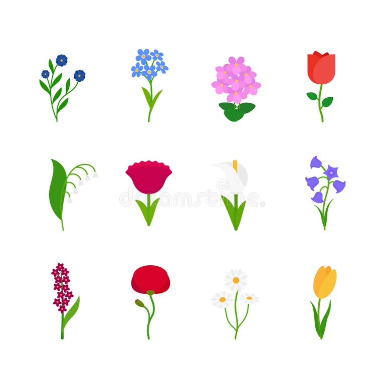 Spring flowers icons stock vector. Illustration of collection - 69012025