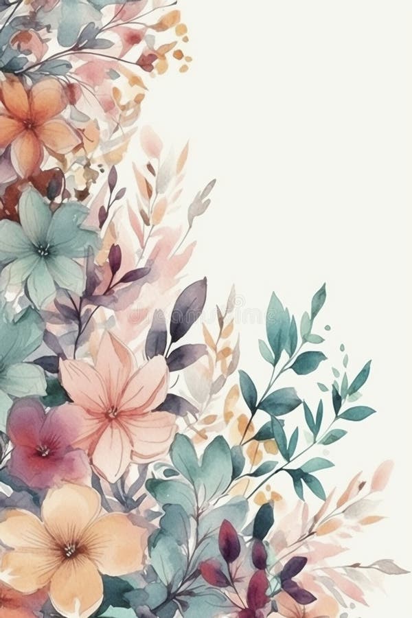 Spring Flowers and Leaves Border Rectangle, Created with Generative AI ...