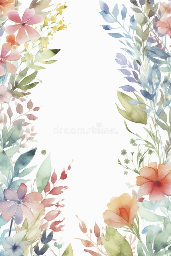 Spring Flowers and Leaves Border Rectangle, Created with Generative AI ...