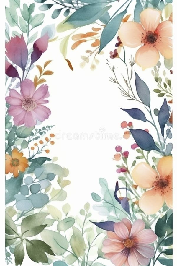Spring Flowers and Leaves Border Rectangle, Created with Generative AI ...