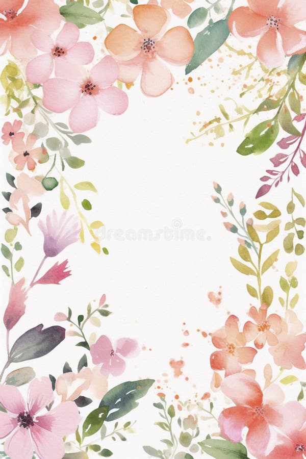 Spring Flowers and Leaves Border Rectangle, Created with Generative AI ...