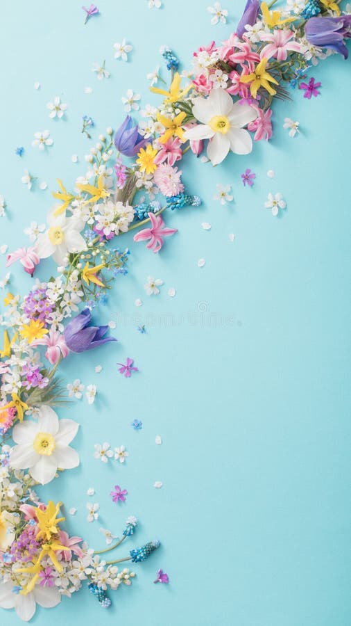 Spring Flowers on Paper Background Stock Photo - Image of beautiful ...