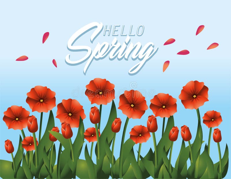 Spring Flowers Plants with Nice Leaves Stock Vector - Illustration of ...