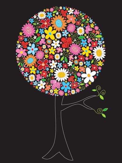 Spring flowers pop tree stock vector. Illustration of black - 2738523