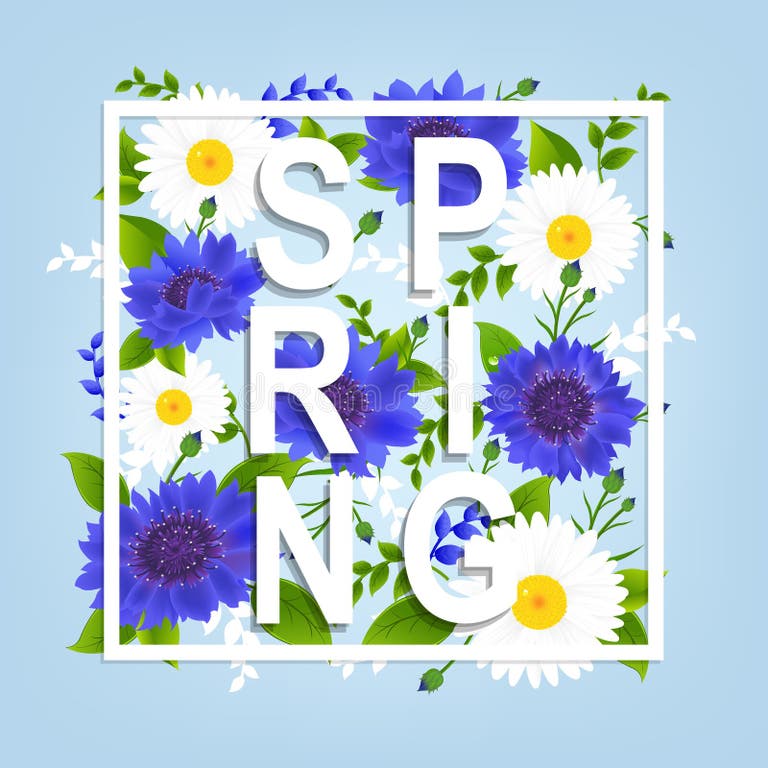 Spring Flowers Poster stock vector. Illustration of grass - 293563674