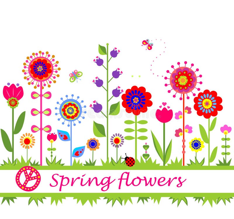 Spring Flowers. Seamless Border Stock Vector - Illustration of summer ...
