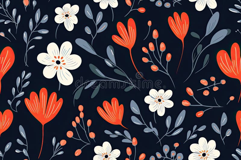Spring Flowers Seamless Pattern AI Generated Stock Illustration ...