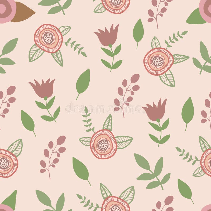 Spring Flowers Seamless Pattern. Hand Drawn Vector Stock Vector ...