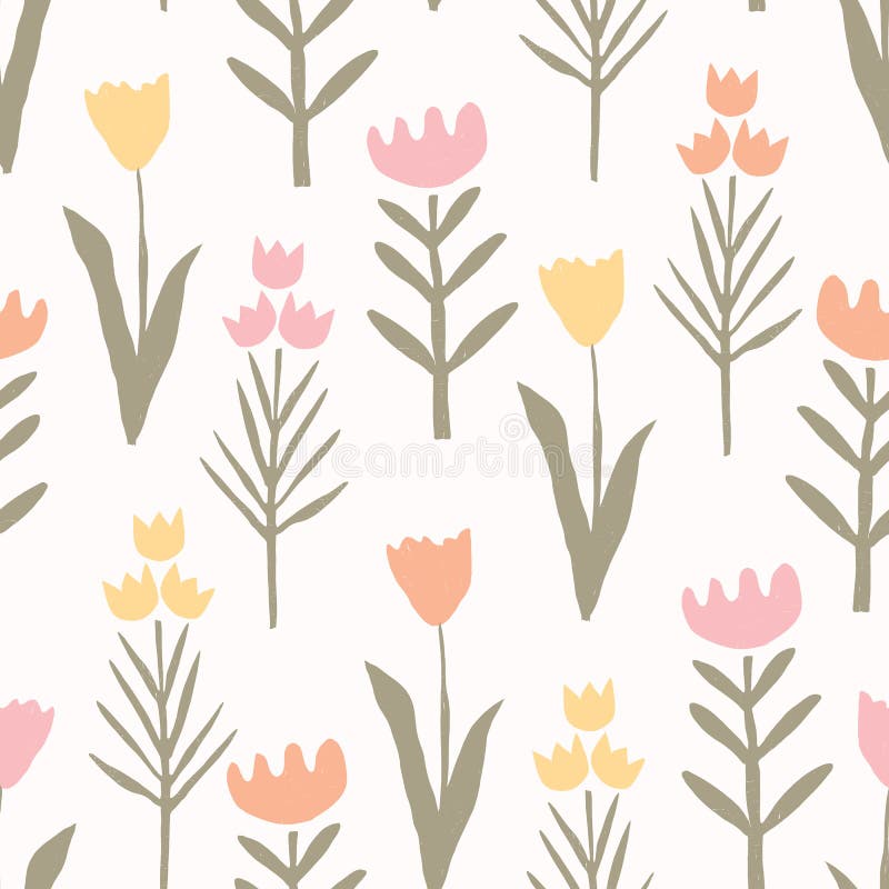 Spring Flowers Seamless Vector Pattern Soft Pastel Colors Stock Vector ...