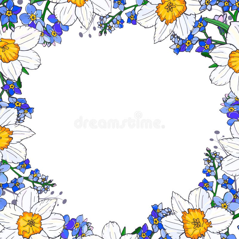 Spring Flowers Square Border Stock Vector - Illustration of decoration ...