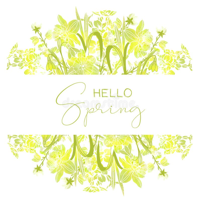Spring Flowers, Stripe Banner with Abstract Watercolor Stock Vector ...
