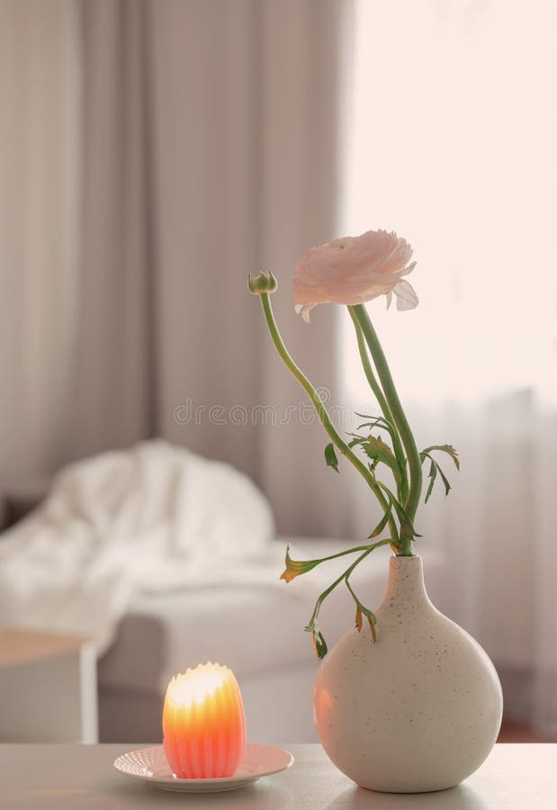 Spring Flowers in Vase in White Modern Interior Stock Photo - Image of ...