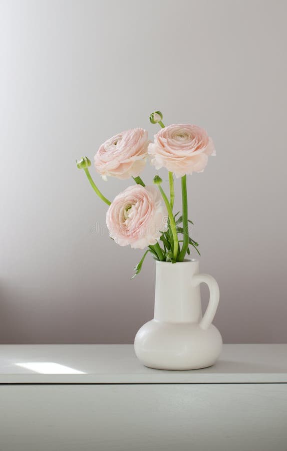 Spring Flowers in Vase in White Modern Interior Stock Photo - Image of ...