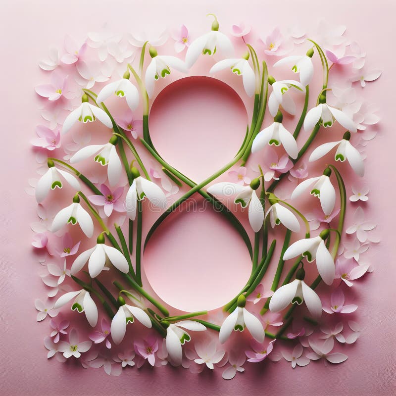 Spring Flowers Visible through Cut Light Color Paper in Shape of Figure ...