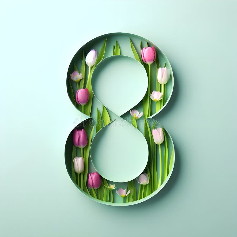 Spring Flowers Visible through Cut Light Color Paper in Shape of Figure ...