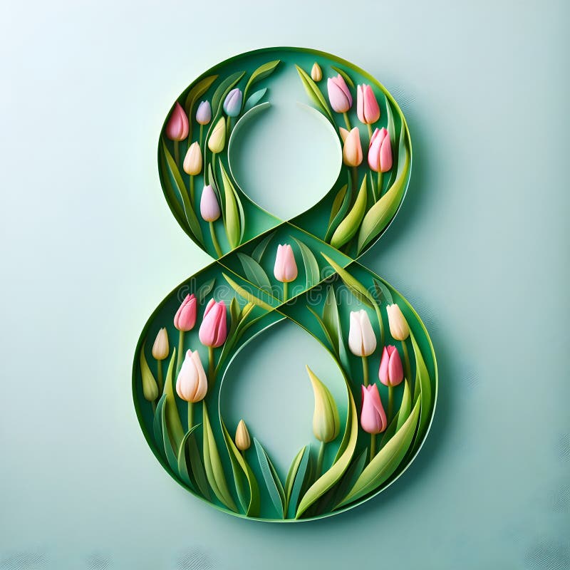 Spring Flowers Visible through Cut Light Color Paper in Shape of Figure ...