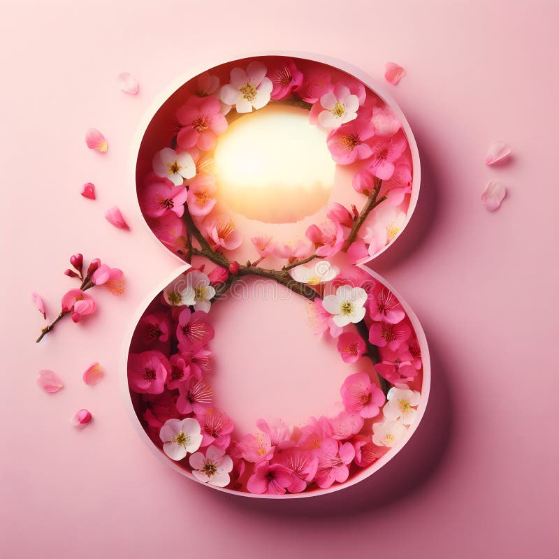 Spring Flowers Visible through Cut Light Color Paper in Shape of Figure ...