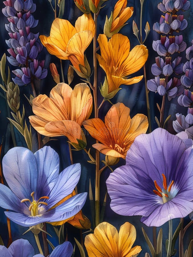 Spring Flowers Watercolor Isolation Generative AI Stock Illustration ...