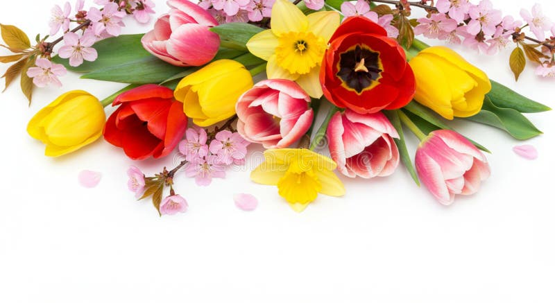 Spring Flowers on a White Background Stock Illustration - Illustration ...