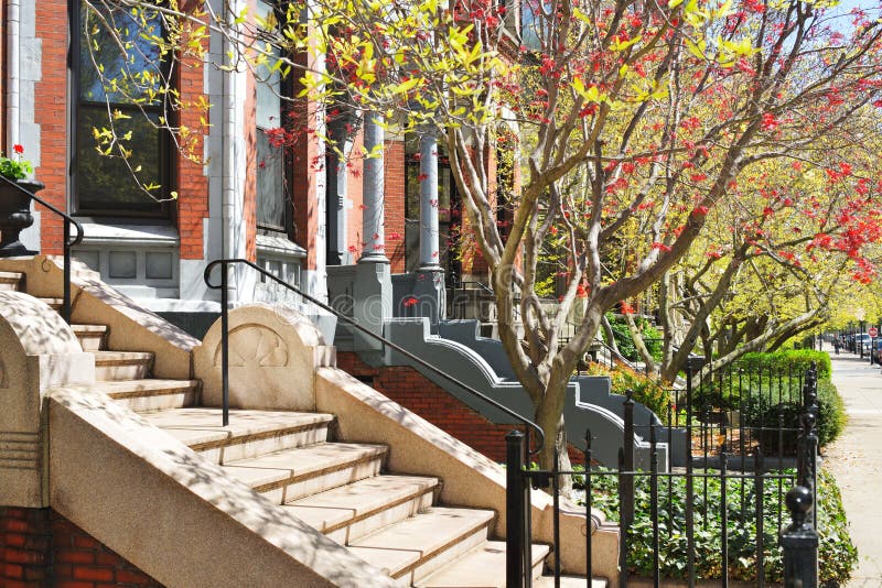 Spring Foliage in Boston Back Bay Stock Image - Image of fence, flowers ...