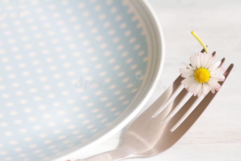 Spring Food Abstract Background with Daisy on the Fork Stock Image ...