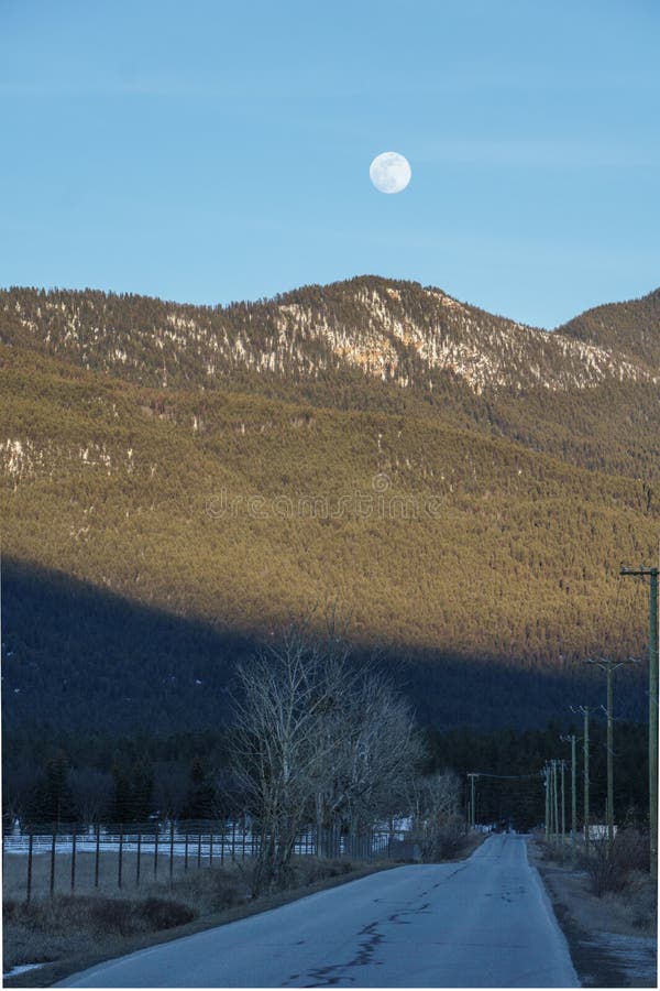 Spring Fool Moon Over Mountains in British Columbia Canada Stock Image ...