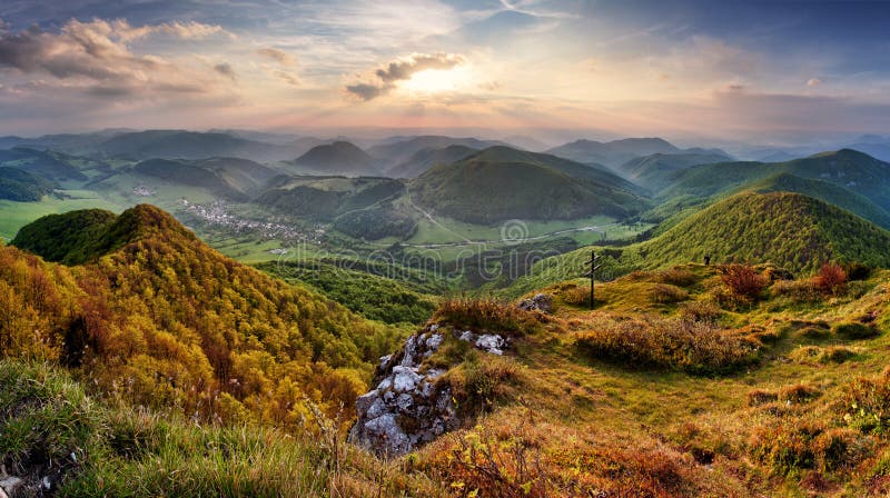 Spring Forest Mountain Landscape, Slovakia Stock Image - Image of blue ...