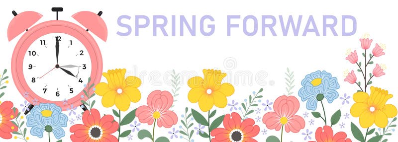 Spring Forward Banner with Abstract Flowers Stock Vector - Illustration ...