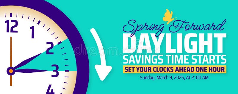 Spring Forward Concept 2025 Background or Banner Design. Daylight ...