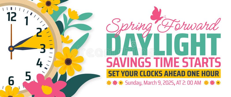 Spring Forward Concept 2025 Background or Banner Design. Daylight ...