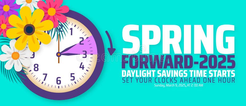 Spring Forward Concept 2025 Background or Banner Design. Daylight ...