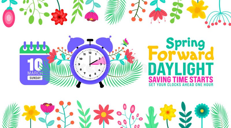 Spring Forward Concept 2024 Banner. Daylight Saving Time Starts ...