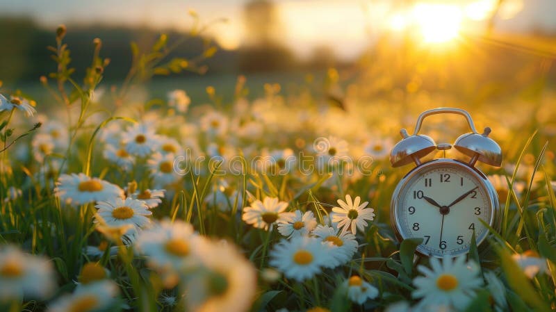 Spring Forward: Daylight Saving Time Alarm Clock on Beautiful Nature ...