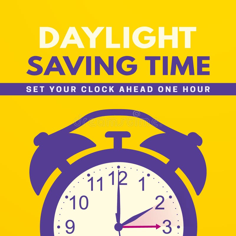 Spring Forward. Daylight Saving Time Banner with Alarm Clock Stock ...