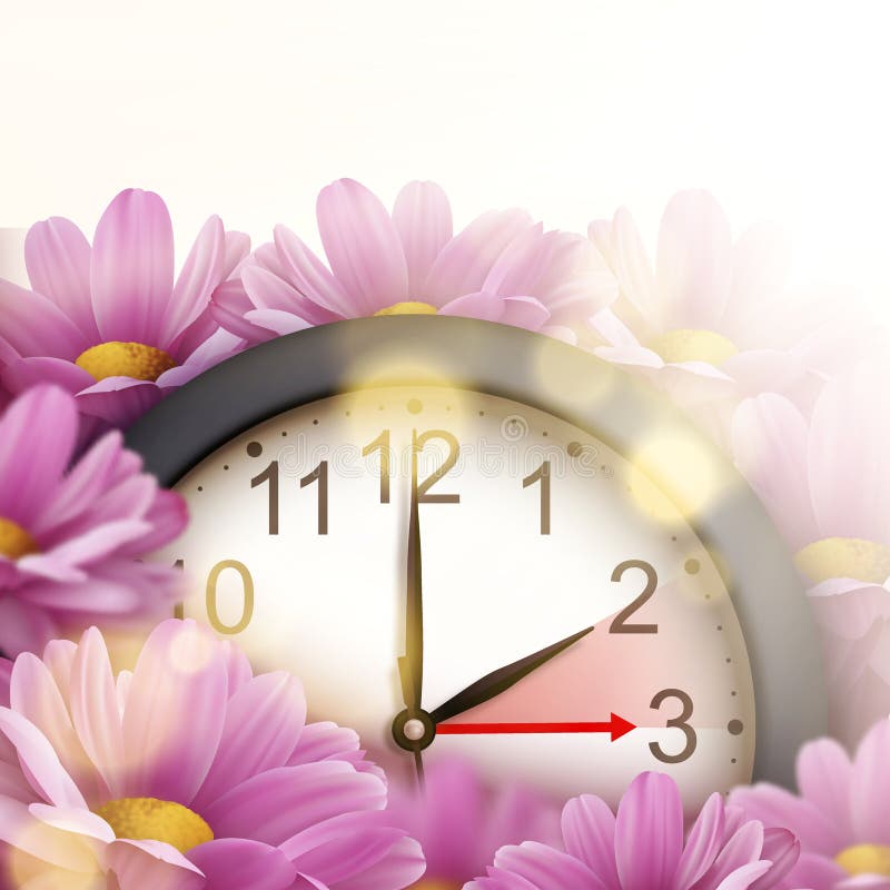 Daylight Saving Time. Spring Forward Banner with Clock Hands Stock ...