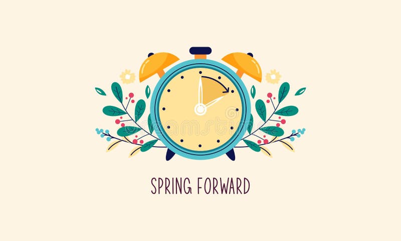 Spring Forward Fall Back Illustration with Clock Stock Illustration ...