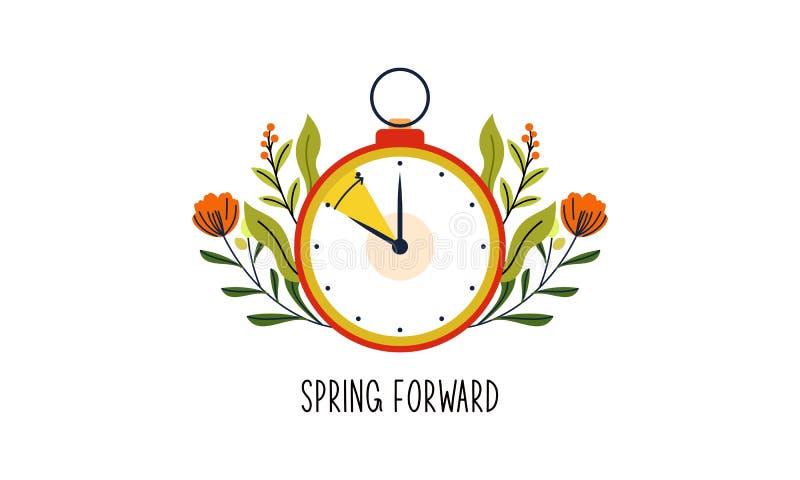 Spring Forward Fall Back Illustration with Clock Stock Illustration ...