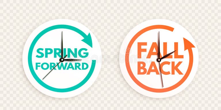 Spring Forward and Fall Back Stickers. Daylight Saving Time Ends Stock ...