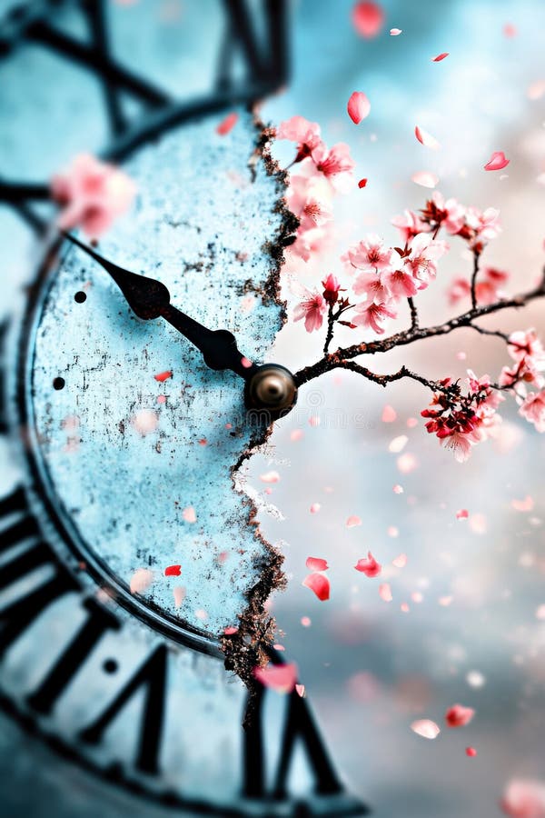 Spring Forward. Time Change in Spring. Daylight Saving Time. White ...