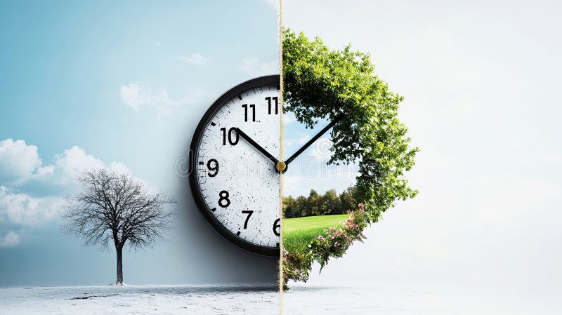 Spring Forward. Time Change in Spring. Daylight Saving Time. Clock ...