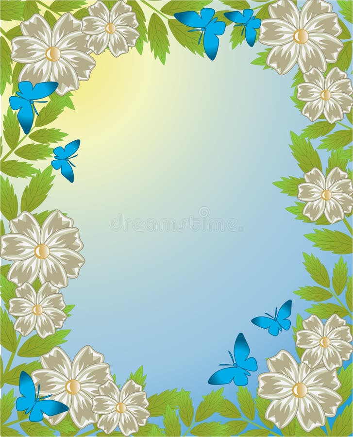 Blue and Green Spring Flowers Frame Border Stock Illustration ...