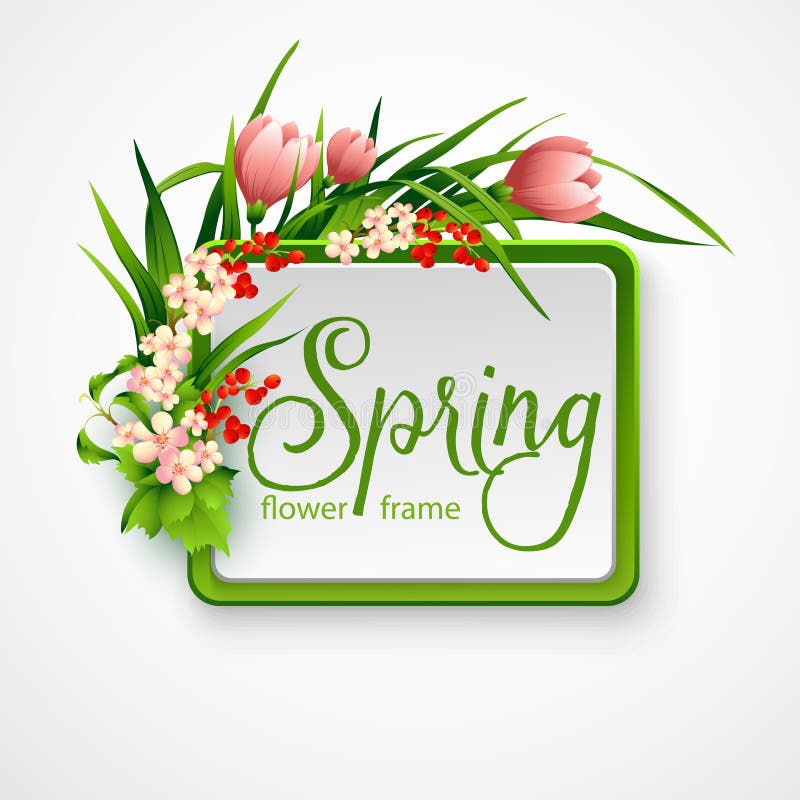 Spring Frame with Flowers. Vector Illustration Stock Vector ...