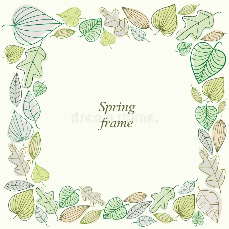 Spring Frame Made of Leaves. Stock Vector - Illustration of drawn ...