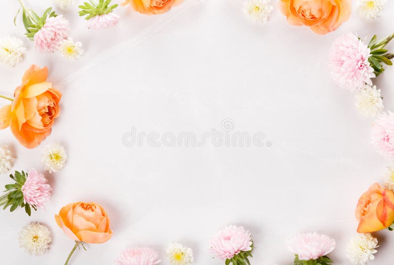Spring Frame of Small Flowers and Daisy, Floral Arrangement Stock Image ...