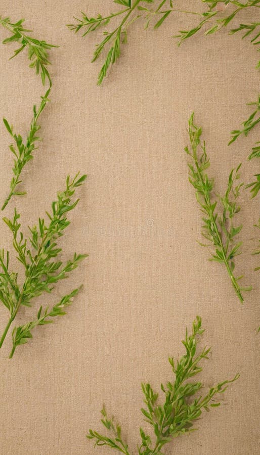 Spring Frame of Soft Green Branches on Fabric. Soft Matte Pastel Color ...