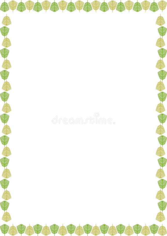 Spring Frame Template with Leaf Elements Decoration. Easter Border with ...