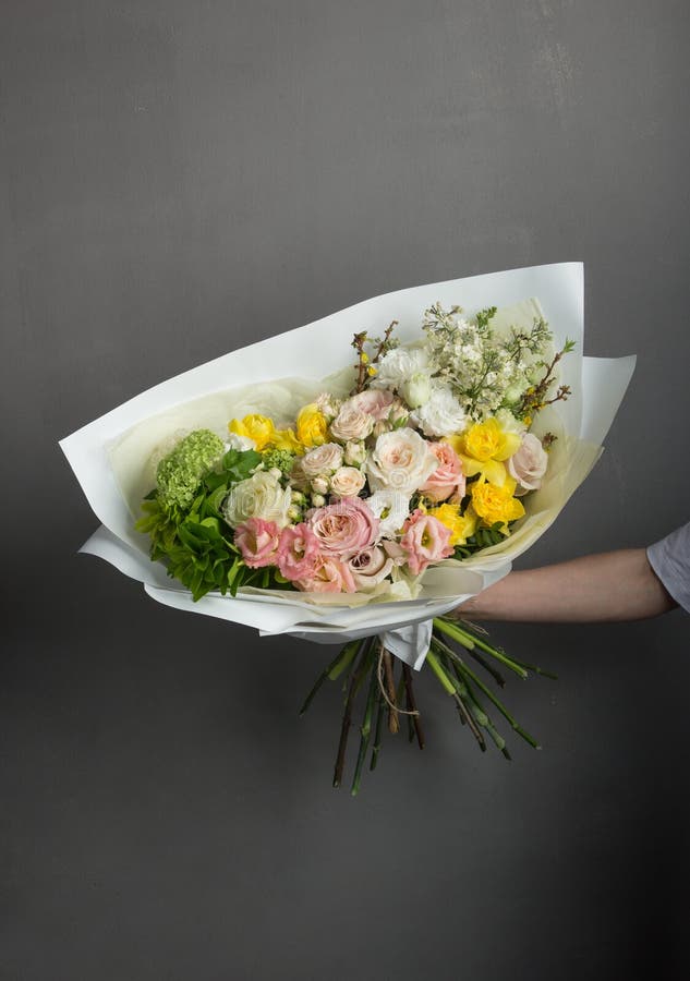 Spring Fresh Bouquet of Flowers and Greenery, Approaching Spring in the ...
