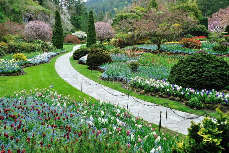 Spring garden view stock image. Image of flowers, famous - 17513253