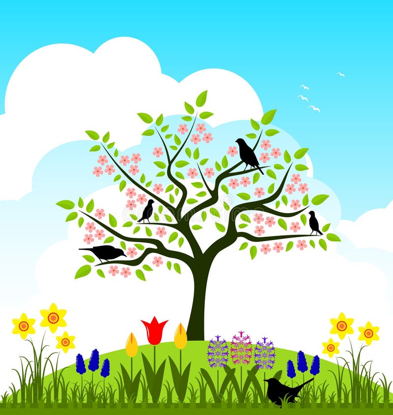 Spring garden stock vector. Illustration of garden, farm - 34965785