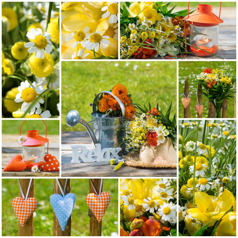 Spring garden collage stock image. Image of gardening - 53357863